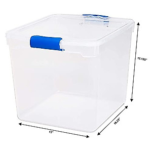 HOMZ Heavy Duty Modular Clear Plastic Stackable Storage Tote Containers with Latching and Locking Lids, 31 Quart Capacity, 4 Pack
