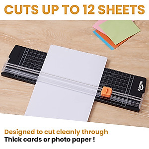 ISDIR Paper Cutter Slicer, 12 Inch Paper Trimmer Scrapbooking Tool Supplies with Security Safeguard and Side Ruler, Portable Paper Slicer for Craft Paper, Label, Photo, Cardstock
