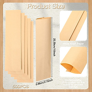 Geelin 500 Pcs Paper Silverware Bags 10" x 2-3/4" Kraft Utensils Sleeves for Restaurant Flatware Holder Unprinted Cutlery Bags Chopsticks Holder Christmas Wedding Party Tableware(Kraft Color)