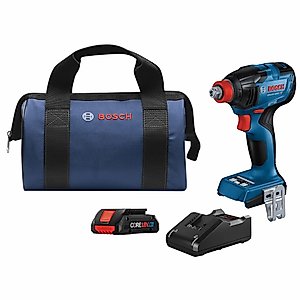 BOSCH GDX18V-1860CB15 18V Connected-Ready Two-In-One 1/4 In. and 1/2 In. Bit/Socket Impact Driver/Wrench Kit with (1) CORE18V 4 Ah Advanced Power Battery
