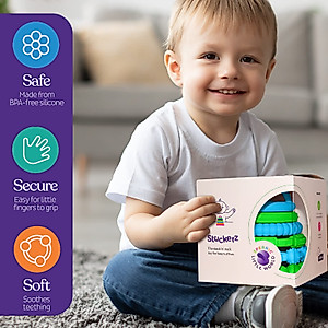 Stacking Silicone Stacking Toy – Premium Stacking Toys for Teething – Interactive and Fun Baby Stacking Toys Made of Soft Silicone – Teeth Soothing 6-12 Month Toys Developmental