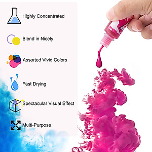 Alcohol Ink Set 30 Bottles - 20 Vibrant Color with 10 Metallic Colors Alcohol-Based Ink for Epoxy Resin Art, Resin Petri Dish Making - Alcohol Color Dye for Yupo, Painting, DIY Tumbler - 0.35oz Each
