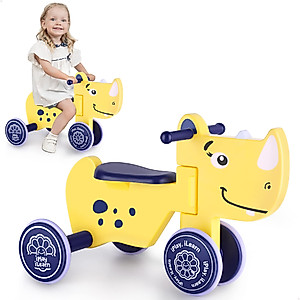 iPlay, iLearn Toddler Ride on Toy, Outdoor Baby Riding Bike W/ 4 Wheels, Infant Animal Push Toys, Early Development Tricycle Rider, Birthday Gifts for 18 Month, 2 3 4 Year Old Kids Boys Girls