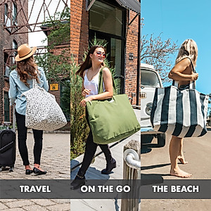 Fit & Fresh All The Things Weekender Bag for Women, Large Tote Bag For Women, Travel Bag For Women, Overnight Bag, Beach Bag, Extra Large Tote Bag With Compartments, Navy Stripe