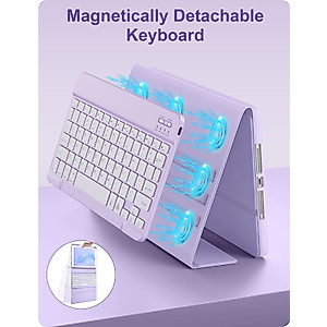 Hamile for iPad 9th Generation Case with Keyboard 10.2 Inch - Backlit Wireless Detachable Folio Keyboard Cover with Pencil Holder for iPad 8th Gen/7th Gen/iPad Pro 10.5"/iPad Air 3rd Gen (Purple)