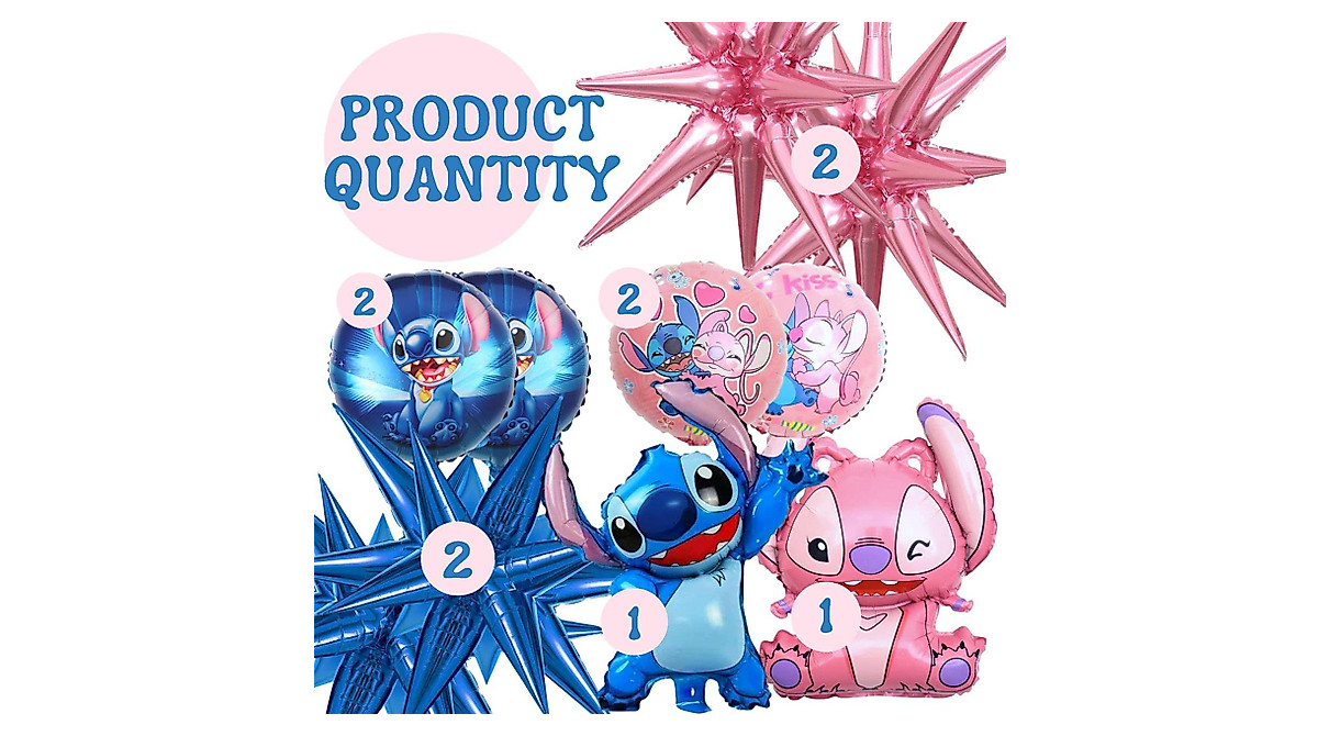 10PCS Stitch Foil Balloons 18" and 26" Angel and Stitch Balloons ...