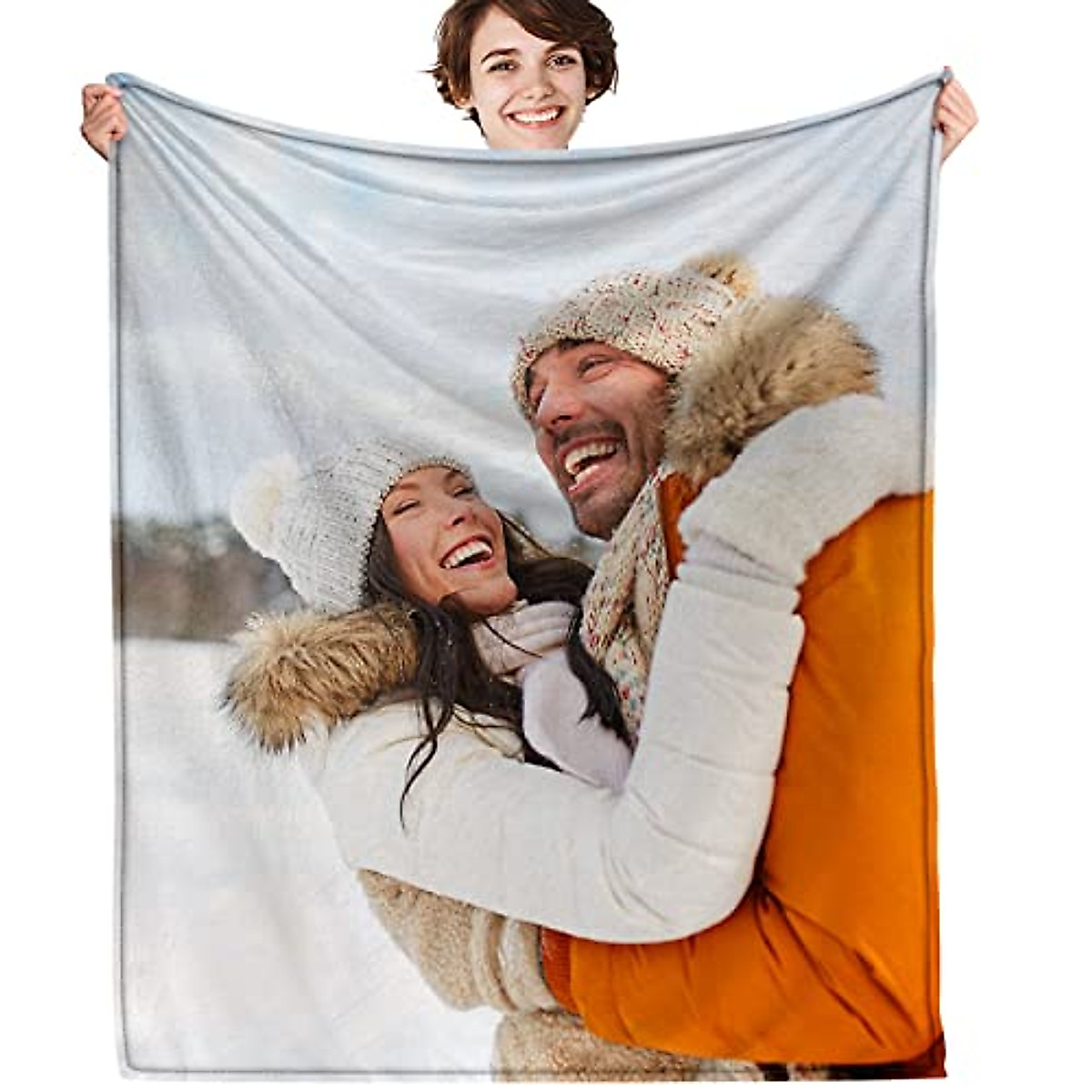 Custom Blanket With Photos Text Personalized Flannel Throw Blanket Customized Picture Blankets for Kids Adult Mother Father Friends Lovers Pets Personalized Gifts Birthday Halloween Christmas 40*50 In