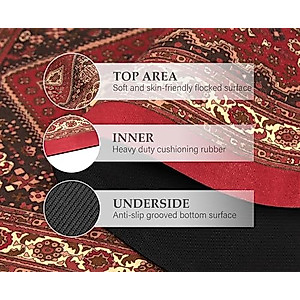 eqivei Kitchen Rugs Sets of 2, Non-Skid Rubber Kitchen Mats for Floor, Boho Kitchen Runner Rugs and Mats Washable, Farmhouse Cushioned Standing Mat for Kitchen, Front of Sink, Laundry（Red）