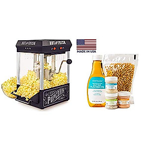Nostalgia KPM220BK Vintage 2.5-Ounce Tabletop Kettle Popcorn Maker with Seasoning, Oil, and Popcorn Kit