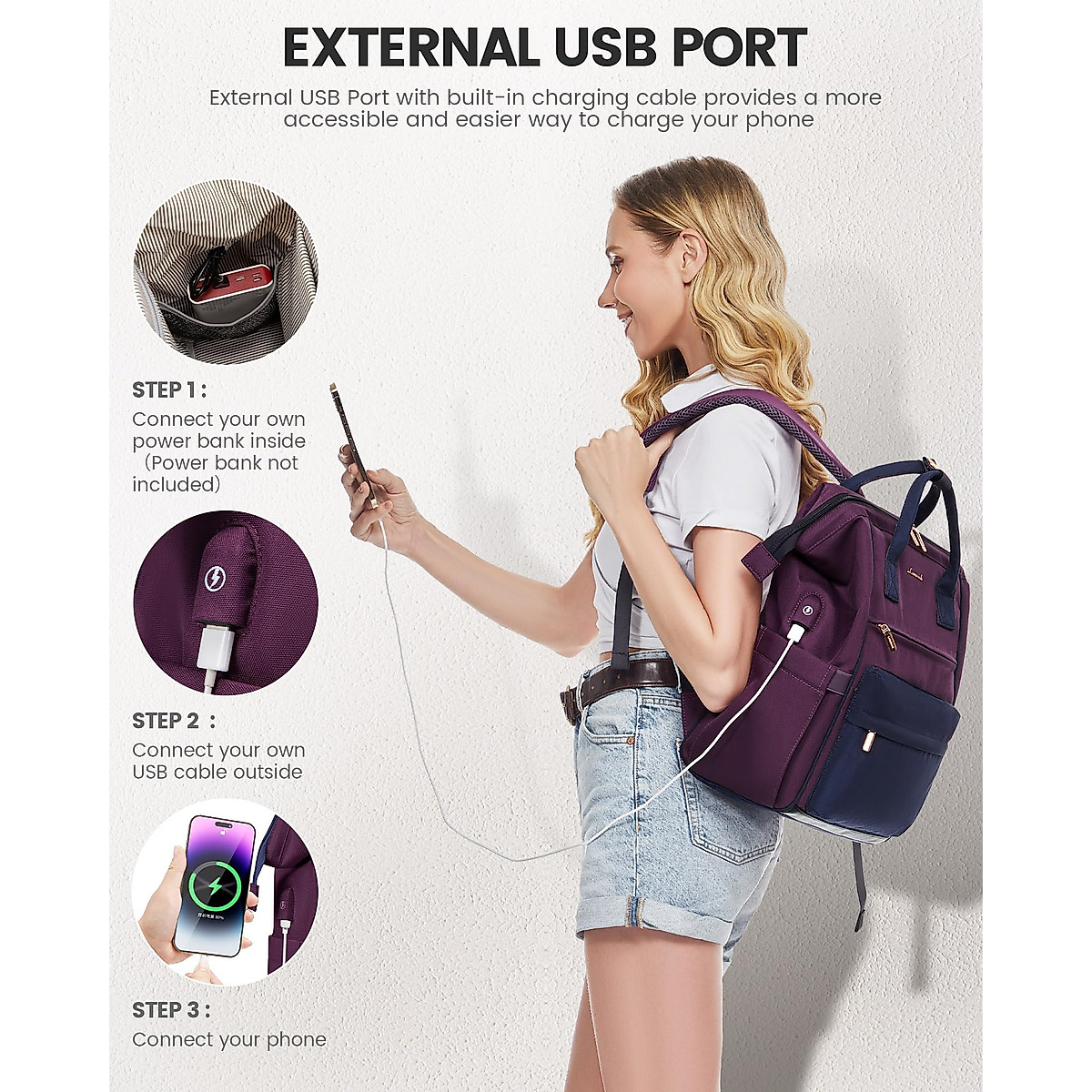 LOVEVOOK Laptop Backpack for Women, Teacher Nurse Work Bag Waterproof Fashion Travel Backpack Purse, 15.6 Inch Computer Backpack with USB Port