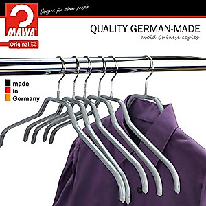 MAWA Reston Lloyd Silhouette Series Non-Slip Space Saving Clothes Hanger for Shirts and Dresses, Style 41/F, Set of 10, Silver, Pack of 10, 10 Piece (12148)