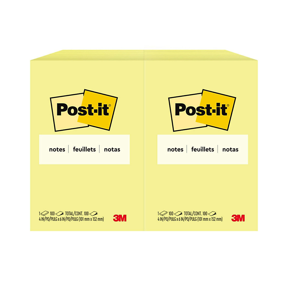 Post-it Notes, 4 in x 6 in, America's #1 Favorite Sticky Notes, Canary Yellow, 12 Pads/Pack