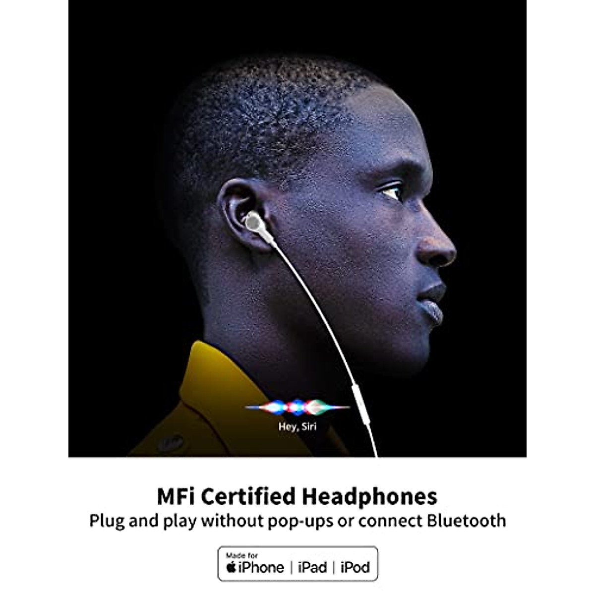 for Lightning Headphones Wired Earbuds for iPhone, MFi Certified Lightning Earphone Magnetic Headset HiFi Stereo with Microphone Volume Control for iPhone 14 Pro Max 13 12 Mini 11 10 X XR SE3 7 8 Plus