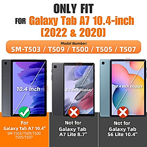 SEYMAC stock Case for Samsung Galaxy Tab A7 10.4 2022/2020 (T503/T509/T500/T505/T507) with Screen Protector, 360 Rotating Stand & Hand Strap, Drop-Proof Case, Black