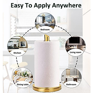 T0SSHPS Paper Towel Holder, Gold Paper Towel Holder, Kitchen Paper Towel Holder Countertop with Suction Cups,Kitchen Paper Towel Holder Made of Stainless Steel Brushed Gold Paper Towel Holder Vertical