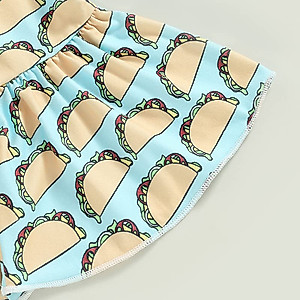 Toddler Baby Girl Summer Clothes Short Sleeve Tshirt Tassel Top Bell Bottoms Pants Spring Outfit Boho Clothing (Yello-Tacos Nacho,6-12 Months)