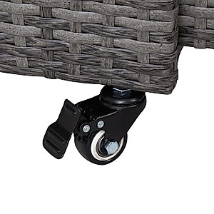 Kinsunny Pool Towel Valet Rack - Removable Pool Accessory Storage Organizer, Waterproof PE Rattan, 2 Storage Shelves,1 Bottom Drawer for Pool Hot Tub Spa