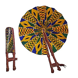 African Fabric Folding Fan/Church fan/Ankara fan/Leather fold fan/Wedding fan/Sport fan/Multicolor African fan/Pouch Included!