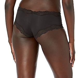 Maidenform Women's Underwear, Low-Rise Cheeky, Scalloped Lace Hipster Panty, 3-Pack, Black/Navy Black/Black Rum Raisin