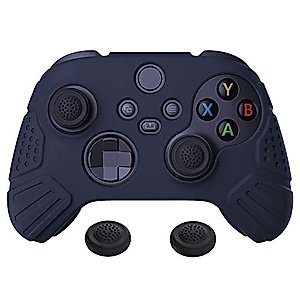 PlayVital Guardian Edition Midnight Blue Ergonomic Soft Anti-Slip Controller Silicone Case Cover, Rubber Protector Skins with Black Joystick Caps for Xbox Series S/X Controller
