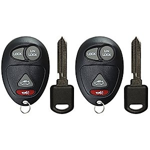 KeylessOption Keyless Entry Remote Car Key Fob and Ignition Key Replacement For L2C0007T (Pack of 2)