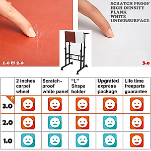 SDADI 2 Inches Carpet Wheels Mobile Desk Stand Up Height Adjustable Home Office with Standing and Seating 2 Modes for Room, Black