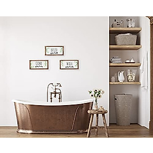 ABRADZ Bathroom Wall Decor Rustic Wood Farmhouse Bathroom Wall Decor Country Bathroom Decor Bathroom Sign & Plaque (Set of 3) Wash Your Hands Brush Your Teeth Comb Your Hair Bathroom Decorations