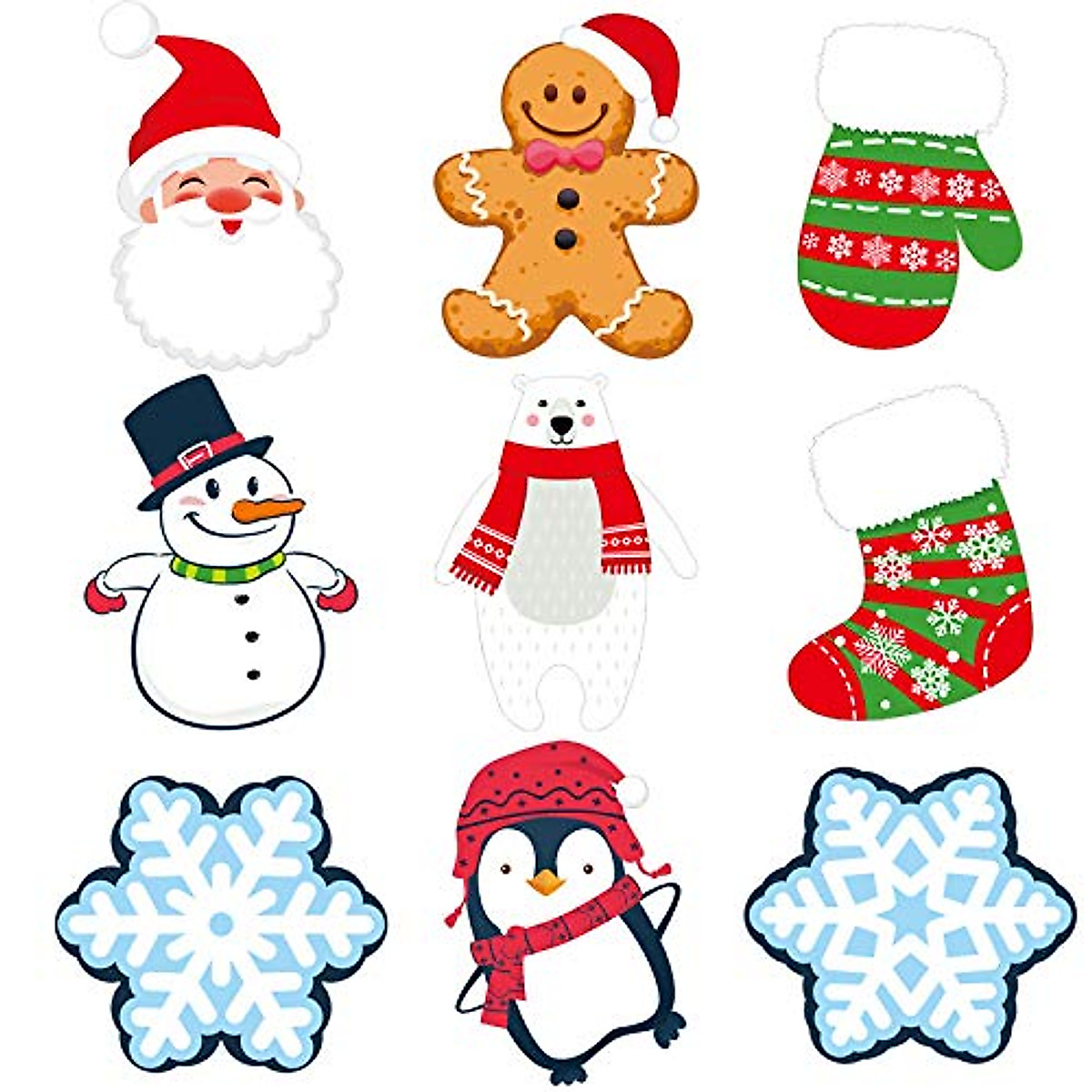 45 Pieces Mini Winter Cutouts for Classroom Snowflake Snowman Santa Gingerbread Christmas Cutouts with 100 Pieces Adhesive Glue Point Dots Winter Bulletin Board Classroom for Toddler Kids Preschool