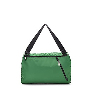 Prada, Pre-Loved Green Tessuto Double Buckle Messenger Large, Green