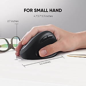 ProtoArc Wireless Vertical Mouse, EM14 Ergonomic Wireless Mouse 2.4G Optical Vertical Mice, 800/1200 / 1600 DPI, Reduce Wrist Strain, for Small Hands