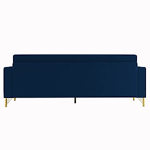 LostCat 85'' Velvet Sofa Couch Mid Century Modern Upholstered 3-Seater Loveseat with 2 Pillows and Armrest for Living Room, Apartment and Small Space, Retro Blue