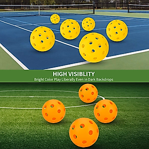 CAMSOON Indoor 26 Hole Indoor Orange Pickleball Balls Bright Orange Pickle Balls 6 Pack USAPA Paddle Ball Regulation Size A Great Addition for a Pickleball Set (Orange-6Pack)