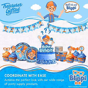 Treasures Gifted Officially Licensed Blippi Cupcake Toppers & Wrappers 24ct - Blippi Cupcake Topper - Blippi Cake Decorations - Blippi Birthday Party Supplies - Blippi Cake Toppers