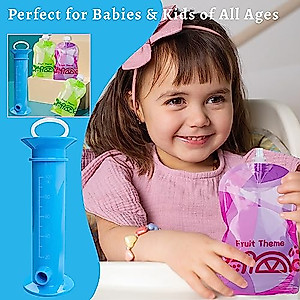 Newmemo Baby Food Pouch Maker 7PCS Double Zipper Reusable Food Pouches Filler Set Refillable Fruit Puree Pouch Filling Station Portable Juice Puree Squeezer Storage Bags for Toddlers Baby