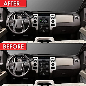 6.8" Ford F-150 (2009-2014) Double Din Car Stereo Kit with Dash Kit, Anntenna Adapter, Apple CarPlay, Android Auto, Bluetooth Naviagtion, Camera Input (Black with Steering Wheel Controls)