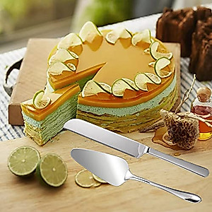 KSENDALO Elegant Wedding Cake Knife Server Set Stainless Steel Pie Cutter Utensils Wedding Party Celebration Home Use Cake Cutting Set( Silver)