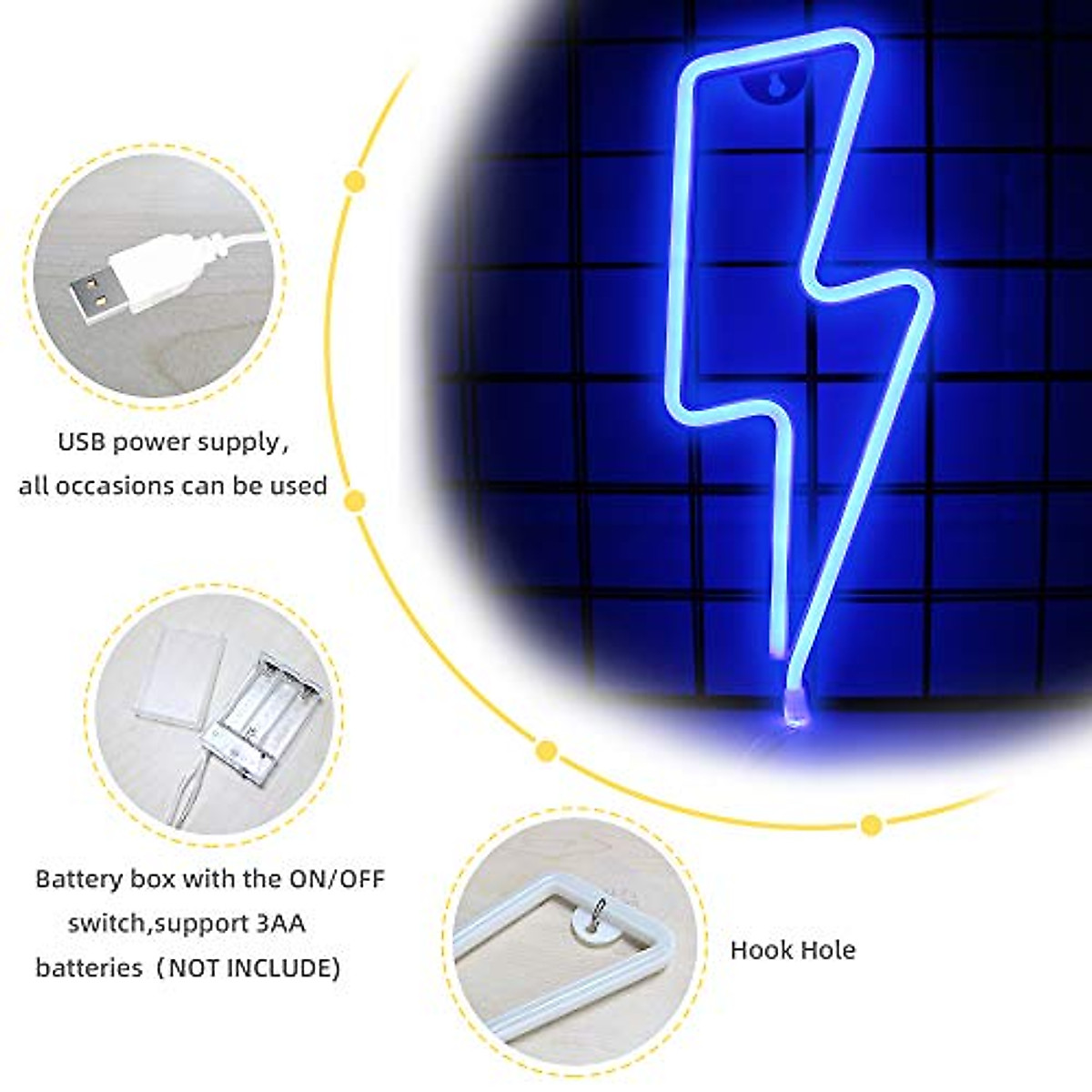 Neon Sign,Neon Signs for Bedroom,Neon Lights Signs for Wall Decor,LED Pink Blue Lightning Bolt Neon Signs,Neon Party Decorations,Bedroom,Living Room,Bar,Christmas Decor Supplies（2 Pack）