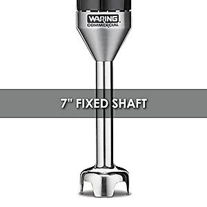 Waring Commercial Big Stix Light Duty Stick Immersion Hand Held Blender, 7" Fixed Shaft, Submersible, 2 Speed, 100 Watt, Professional Restaurant Kitchen Grade, 3 Gallon Capacity, 120V, 5-15P WSB33X, Black/Silver