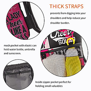 Corxiren Cheer Drawstring Backpack, Drawstring Bag for Cheerleaders, Water Resistant String Bag Large Size with Mesh Pockets, Cheerleading Gifts for Team