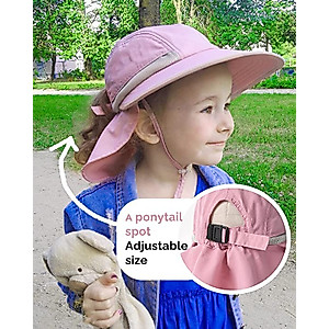 Camptrace Toddler Kids Sun Hats with Neck Flap UPF 50+ UV Protection Wide Rigid Brim Boys Girls Beach Swim Sunhat