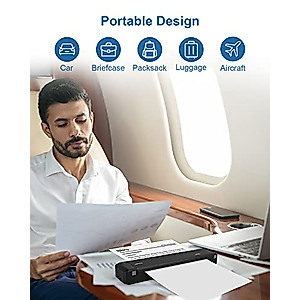 Portable Printer, POLONO MT800 2.0 Wireless Bluetooth Thermal Printer, Support 8.5" X 11" US Letter, Compatible with Android and iOS, Mobile Thermal Transfer Printer for Travel, Mobile Office and Home