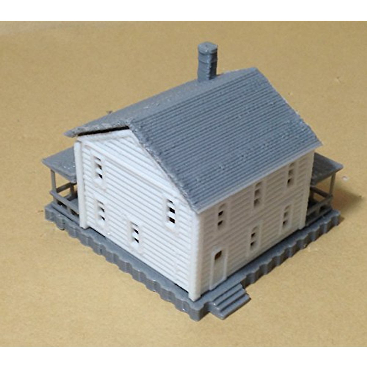 Outland Models Train Railway Layout Country 2-Story House White N Scale 1:160