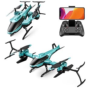 NEXTAKE Remote Control Drone, Foldable RC Aircraft 2 Motors RC Fighter 6 Channel RC Plane 2.4GHz RC Helicopter UAV for Beginner with 4K HD Camera, Modular Battery (Blue-with 4K HD Camera)