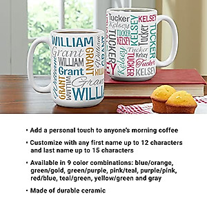 Let's Make Memories Personalized Your Name Signature Mug - Custom 15oz Coffee Mug - Pink/Teal