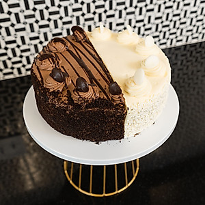 White Cake Stand for Elegant Dessert Table Displays, Easy-to-Clean Round Gold Cake Stand or Cupcake Stand for Weddings, Birthdays & All Party Occasions (10-inch)