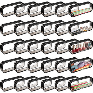 Sepamoon 30 Pcs Cosmetic Pouch Bag with Zipper Transparent Waterproof PVC Pencil Case Clear Makeup Bags Makeup Brush Case Large Capacity Pencil Bag for Office Stationery and Travel Storage (Black)