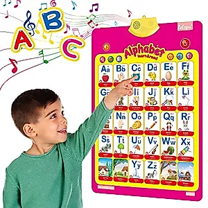 Electronic Interactive Alphabet Poster for Kids Learning Toys for Toddlers Ages 3-5 Educational Preschool Poster ABC Alphabet Poster Mother's Day Birthday Easter Party Gift for Boys Girls