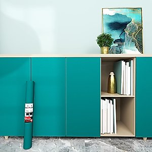 Decotalk Teal Wallpaper Stick and Peel 17.7x120 Green Wallpaper for Bedroom Teal Wallpaper for Walls Removable Contact Paper for Cabinets Solid Green Wall Paper Self Adhesive Contact Paper Teal Vinyl