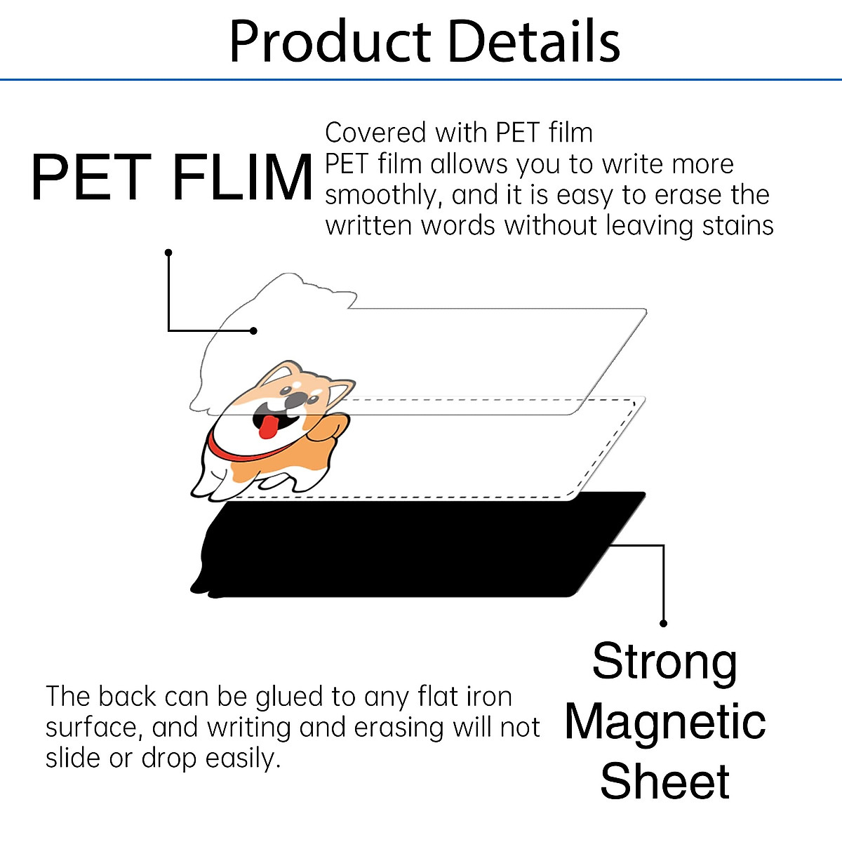 Magnetic Dry Erase Whiteboard for Fridge(Set of 6),Cats and Dogs Funny Magnetic,Small Magnet Fridge Message Boards for Kitchen Refrigerator Reminder Sticker, Planner, Grocery List