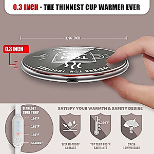 2 Pack Coffee Mug Warmer, Mug Warmer with 4 Hour Auto Shut Off, 3 Heat Setting Coffee Warmer for Desk, Cup Warmer Powered by USB Candle Warmer Portable Perfect for Travel, Work, Home (Grey)